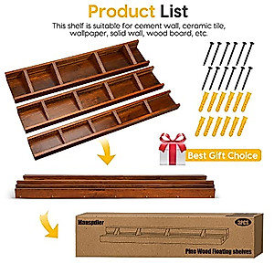 Floating Shelves Wood 36 Inches Long A4 Deep with Removable Dividers, Wall Shelves Wall Shelf, Rustic Floating Bookshelf, Wall Shelves for Bedroom, Long Picture Ledge Shelf Shelfs, Wall Bookshelf