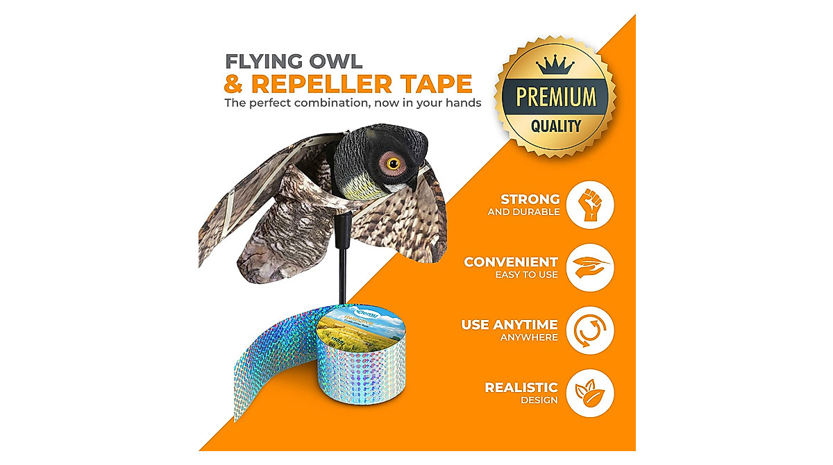 Elemu Owl Scarecrow: Natural Bird & Rodent Repellent Kit