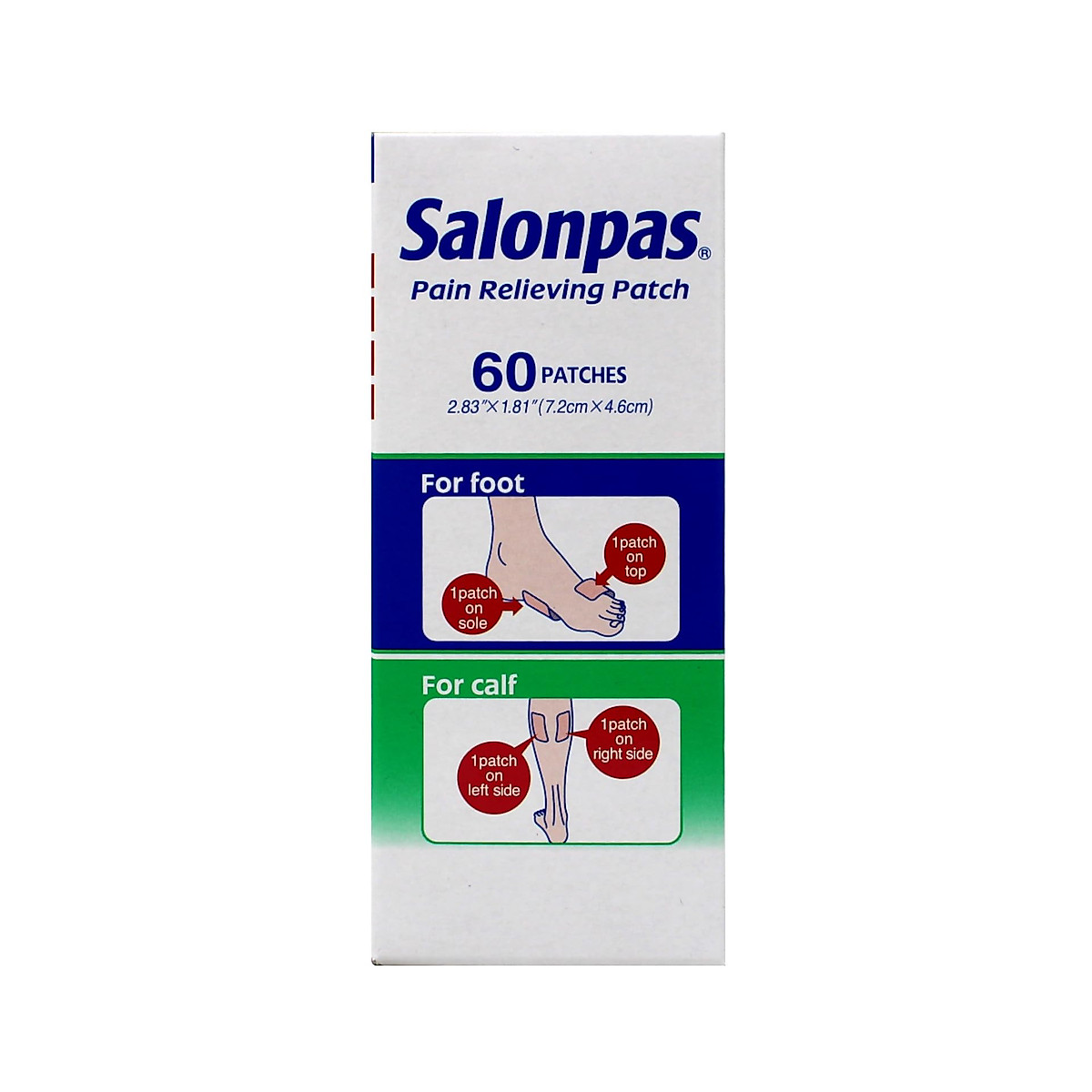 Salonpas Pain Relieving Patch, Extra Strength Topical Analgesic, 60 Ct (Pack of 2)