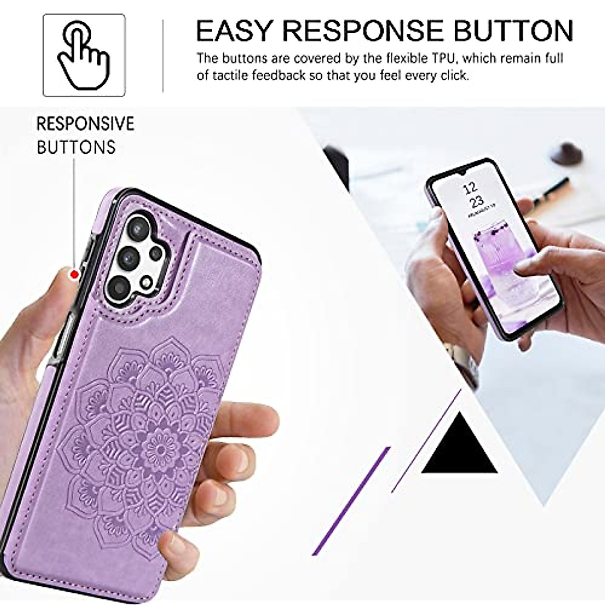 BENTOBEN Samsung Galaxy A32 5G Wallet Case, PU Leather Heavy Duty Rugged Shockproof Protective Cases with Card Slots Cash Holder Phone Case for Samsung Galaxy A32 5G 6.5 Inch 2021, Purple