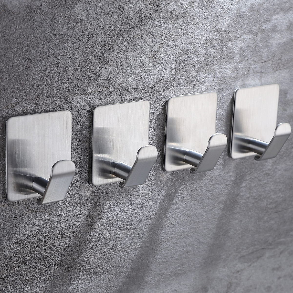 Taozun Self Adhesive Hooks – 4 Packs Towel Hook Bathroom Coat Hook Robe Hooks Brushed Sticky Hook Hanger, SUS 304 Stainless Steel