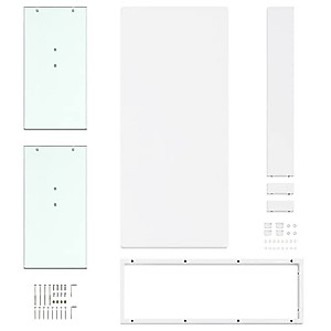 ivinta Modern White Dining Table, High Glossy Dining Room Table for 4/6, Glass Desk Table for Small Space, 55 inches Rectangular Dinner Table for Kitchen, Dining Room, Living Room (White)