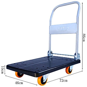 Generic Trolley, Home Platform Hand Trolley Folding Truck Cart Heavy Duty Flat Bed Transport for Easy Transportation/Heavy Lifting