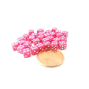Koplow Games 30 Deluxe Round Cornered Six Sided D6 5mm .197 Inch Small Tiny Dice - Pink