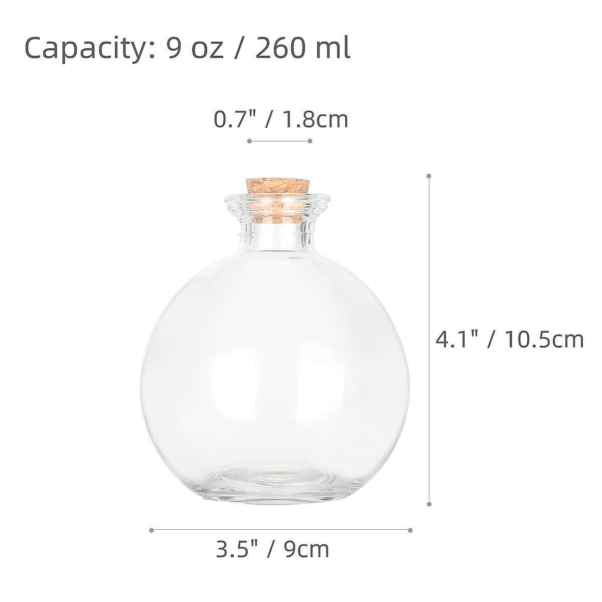 Magic Season Decorative Glass Bottles with Cork Stoppers (9 fl oz. Potion Bottles / 6 Pcs)