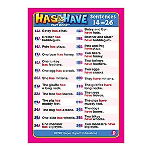Super Duper Publications | Has & Have Fun Deck | Language and Verb Form Development Flash Cards | Educational Learning Materials for Children