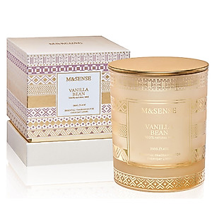 M&SENSE Vanilla Bean Scented Candles for Home Luxury Candle Gift Set, House Warming Gifts New Home, 7.4 oz 45 Hours Slow Burning, Natural Soy Candle for Home Scented