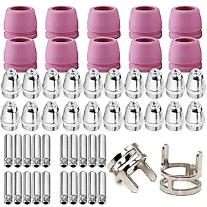 RX WELD 52Pcs Plasma Cutter Torch Consumables Electrode Nozzles Cups Kit Galvanized Copper Ceramic AG-60 Consumables