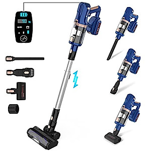 UMLo Cordless Vacuum Cleaner, 300W 28Kpa Cordless Stick Vacuum with LED Display, Up to 60min Runtime, 4000mAh Battery Cordless Vacuum,8 in 1 Lightweight Vacuum for Pet Hair Carpet Hard Floor,V111 Plus
