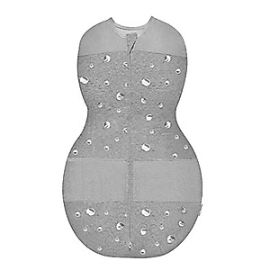Happiest Baby Sleepea 5-Second Swaddle - 100% Organic Cotton Baby Swaddle Blanket - Doctor Designed Promotes Healthy Hip Development (Graphite Planets, Small)