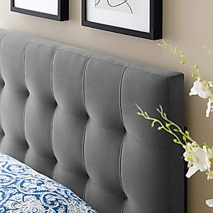 Modway Lily Biscuit Tufted Twin Performance Velvet Headboard, Gray