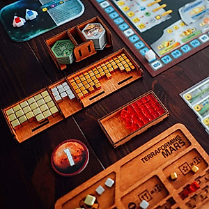 SMONEX Assembled Wooden Organizer Suitable for Board Game Terraforming Mars - Organizer with Player Boards for Storage Full Terraforming Mars Expansions
