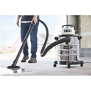 TELES 6 Gallon 5 Peak HP Stainless Steel Wet Dry Vacuum with Casters Powerful Cartridge Filter