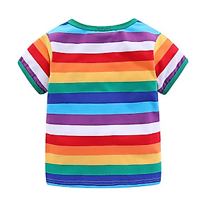 Mud Kingdom Toddler Boys T-Shirts Short Sleeve Rainbow Stripe 24 Months