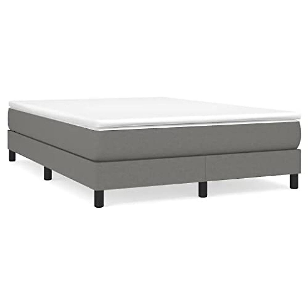 vidaXL Box Spring Bed Frame Home Indoor Bedroom Bed Accessory Wooden Upholstered Double Bed Base Furniture Dark Gray 53.9"x74.8" Full Fabric