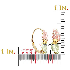 Precious Leaf Leverback Earrings, 10k Yellow Gold, 12k Green and Rose Black Hills Gold