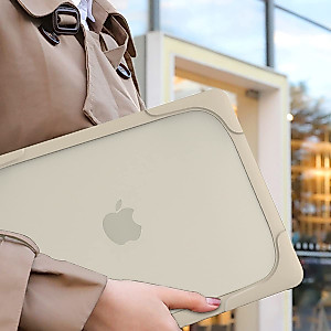 Mektron for MacBook Air 13 inch Case 2022 2021 2020 2019 2018 Release M1 A2337 A1932 A2179 [Heavy Duty Series] Hard Plastic & TPU Shell Protective Cover Matte Kickstand Case (Khaki)