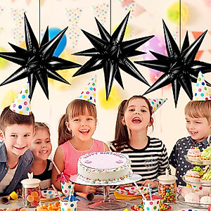 Black Star Balloons, 36 PCS Large 26 Inch Black Explosion Star Foil Balloons, Black Starburst Foil Balloons, Star Balloons for Birthday, Wedding, Graduation Decorations, Photo Booth