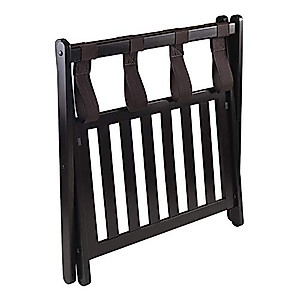 Contemporary Home Living 26.5" Espresso Unique Reese Luggage Rack with Shelf
