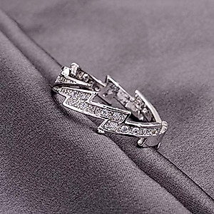 QIAN0813 18K Rose Gold Tone Adjustable Open Finger Rings Lightning Bolt for Women Shining Cubic Zircon CZ Ring Fashion Jewelry (18K white gold)