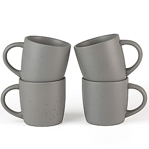 famiware Speckled Coffee Mugs Set of 4, 13oz Large Stoneware Coffee Mugs, Modern Coffee Mugs Set with handle for Tea, Latte, Cappuccino, Milk, Cocoa, Dark Grey………