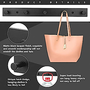 2 Pcs Key Holder for Wall 5 Hooks Perforated 304 Stainless Steel Matte Black Metal Key Hanger for Wall, Entryway, Bathroom, Kitchen, Office