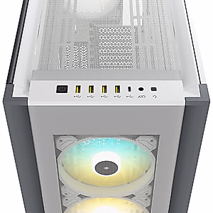 CORSAIR iCUE 7000X RGB Full-Tower ATX PC Case – Three Tempered Glass Panels – Spacious Interior – Easy Cable Management – 4x CORSAIR SP140 RGB ELITE Fans Included – White