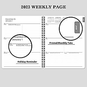 2023 Planner - Jan 2023 - Dec 2023, 8" x 10" (with Twin-Wire Binding), Planner 2023 with Weekly & Monthly Spreads, Strong Twin-Wire Binding, Round Corner, Improving Your Time Management Skill