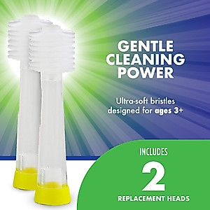 Brilliant Oral Care Kids Sonic Toothbrush Ultra Soft Replacement Heads, for Children Ages 3+, Yellow, 2 Pack