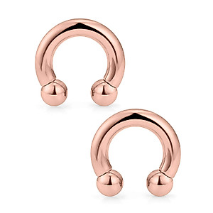 Ftovosyo 2Pcs PA Ring Horseshoe Circular Barbell 316L Surgical Steel Internally Threaded Large Septum Ring Ear Gauges Earrings 4G 5mm Pierced Body Jewelry for Women 12mm 1/2"