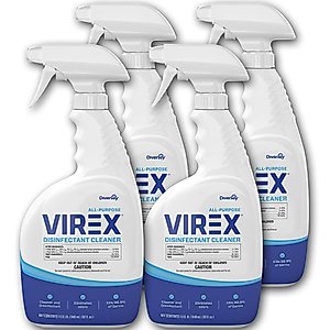 VIREX Diversey CBD540540 All Purpose Disinfectant Cleaner- Kills 99.9% of Germs and Eliminates Odors, Lemon Scent, Ready-to-Use Spray, 32-Ounce (Pack of 4)