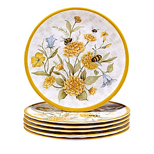 Certified International Bee Sweet 9" Melamine Salad/Dessert Plates, Multicolor, Medium, Set of 6