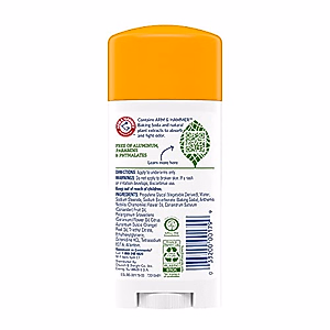 ARM & HAMMER Essentials Deodorant- Orange Citrus- Solid Oval - Made with Natural Deodorizers- Free From Aluminum, Parabens & Phthalates, 2.5 oz (Pack of 2)