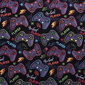 Mook Fabrics Cotton Game Controller, Black Cut by The yard