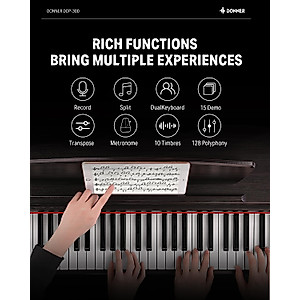 Donner DDP-300 Digital Piano + Black Piano Bench with Storage