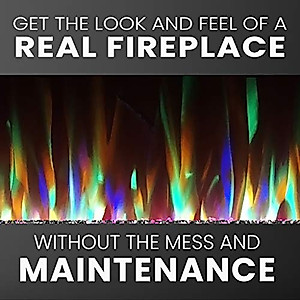 Cambridge Slate Blue Somerset 70 Electric Fireplace TV Stand with Multi-Color LED Flames, Crystal Rock Display, and Remote Control