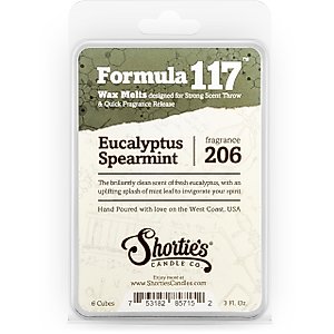 Shortie's Candle Company Eucalyptus Spearmint Wax Melts - Formula 117-1 Highly Scented 3 Oz. Bar - Made with Essential & Natural Oils - Fresh & Clean Air Freshener Cubes Collection