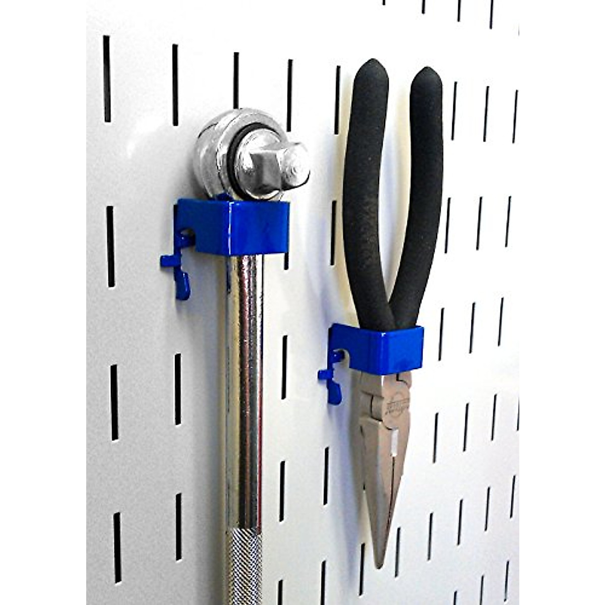 Wall Control 1in x 1in C-Bracket Slotted Metal Pegboard Hook Pegboard and Slotted Tool Board – Blue