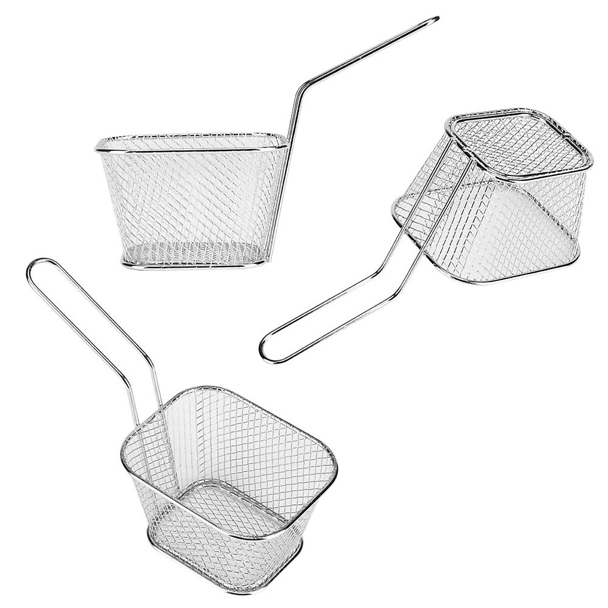 MOUMOUTEN Mini Square Fry Basket, Stainless Steel French Fries Holder Deep Fryer Baskets Serving Food Strainer, Serving Chips Fryer Cooking Tool for Chip Shrimp