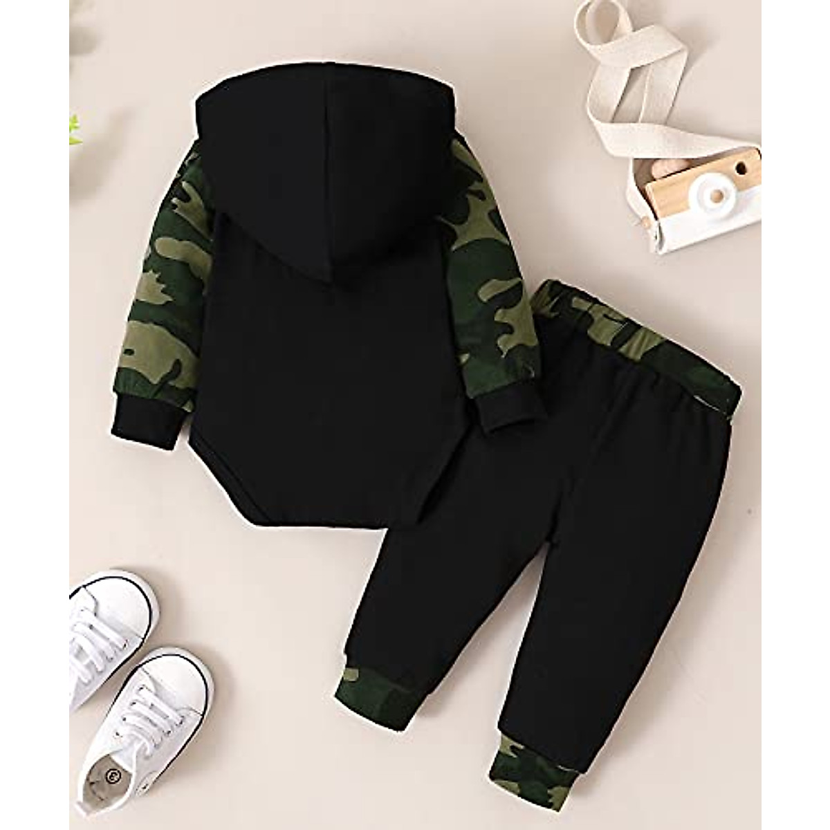 Newborn Baby Boy Clothes,Camo Fall Winter Outfits Clothing Black 0-3 months
