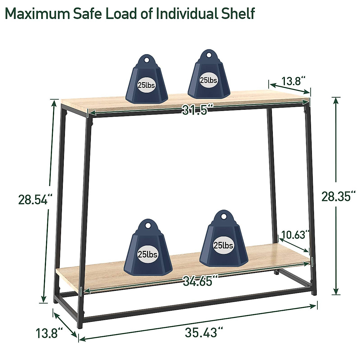 SpringSun Console Sofa Table, Entryway Table with 2-Tier Storage Shelves for Living Room, Bedroom, Balcony and Hallway