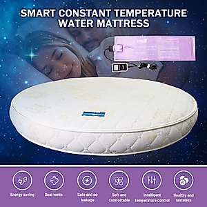 Round Waterbed Mattress - Soft & Comfortable Softside Waterbed Mattress Strong Bearing Waterbed Insert Mattress Suitable for Elderly,Adults,Children (78.7inch, Free Flow Full Wave)