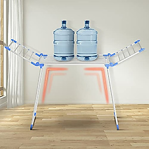 YUBELLES Clothes Drying Rack, Gullwing Laundry Rack, Collapsible, Space-Saving Laundry Rack, with Bonus Sock Clips, for Clothes, Towels, Linens, Indoor/Outdoor, Blue