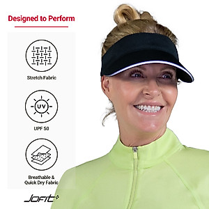 Jofit Apparel Women’s Athletic Clothing Jo Visor for Golf & Tennis, One Size, Black