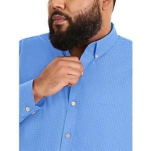 Van Heusen Men's Big Wrinkle Free Long Sleeve Button Down Shirt, Riviera Blue, 5X-Large Tall