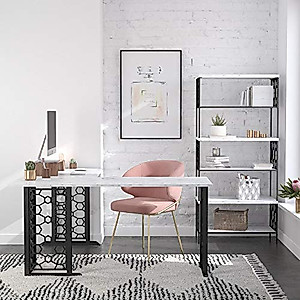 CosmoLiving by Cosmopolitan Ella L, White Marble/Black Desk
