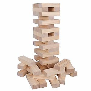TUAHOO Outdoor Games Giant Tumble Tower (Stacks to 4+ Feet), Jumbo Tumbling Timber, Wood Stacking Backyard Game for Kids Adult Family Fun, 54-Blocks + Storage Bag