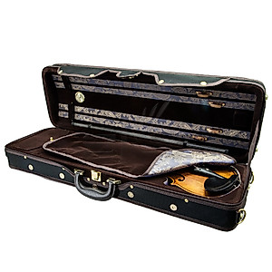 Paititi PTVNQF28 4/4 Full Size Professional Oblong Shape Lightweight Violin Hard Case, Black/Brown