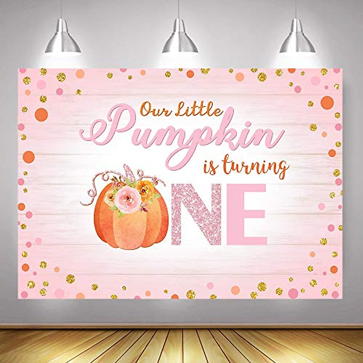Avezano Pumpkin 1st Birthday Backdrop Fall Pumpkin First Birthday White Wood Background Vinyl Our Little Pumpkin is Turning One Girls Birthday Party Decoration Banner (7x5ft)
