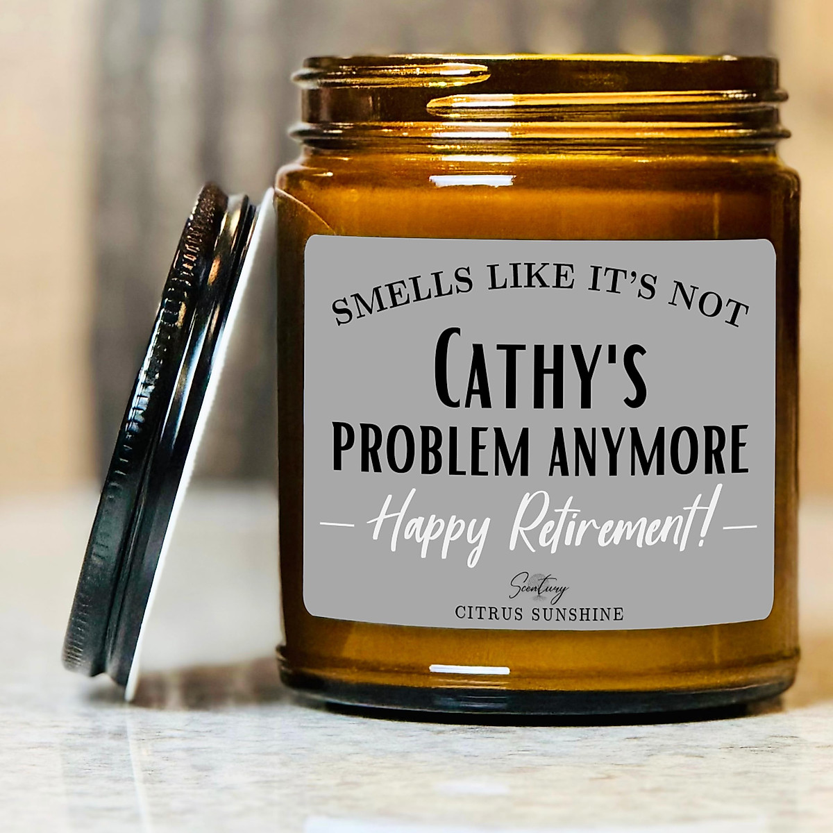 PERSONALIZED Retirement Gift For Woman or Men, 21 Scents to Choose - Add Your Name, 9oz Soy Wax Retirement Candle, Coworker Retiring Gift, Retired Teacher/Boss/Nurse/Mom, Handmade In The USA